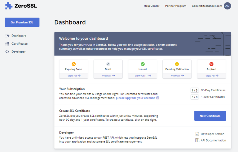 How to Get Free SSL Certificate from ZeroSSL – System Zone