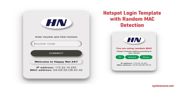 MikroTik Hotspot Login Page with Random MAC Detection
